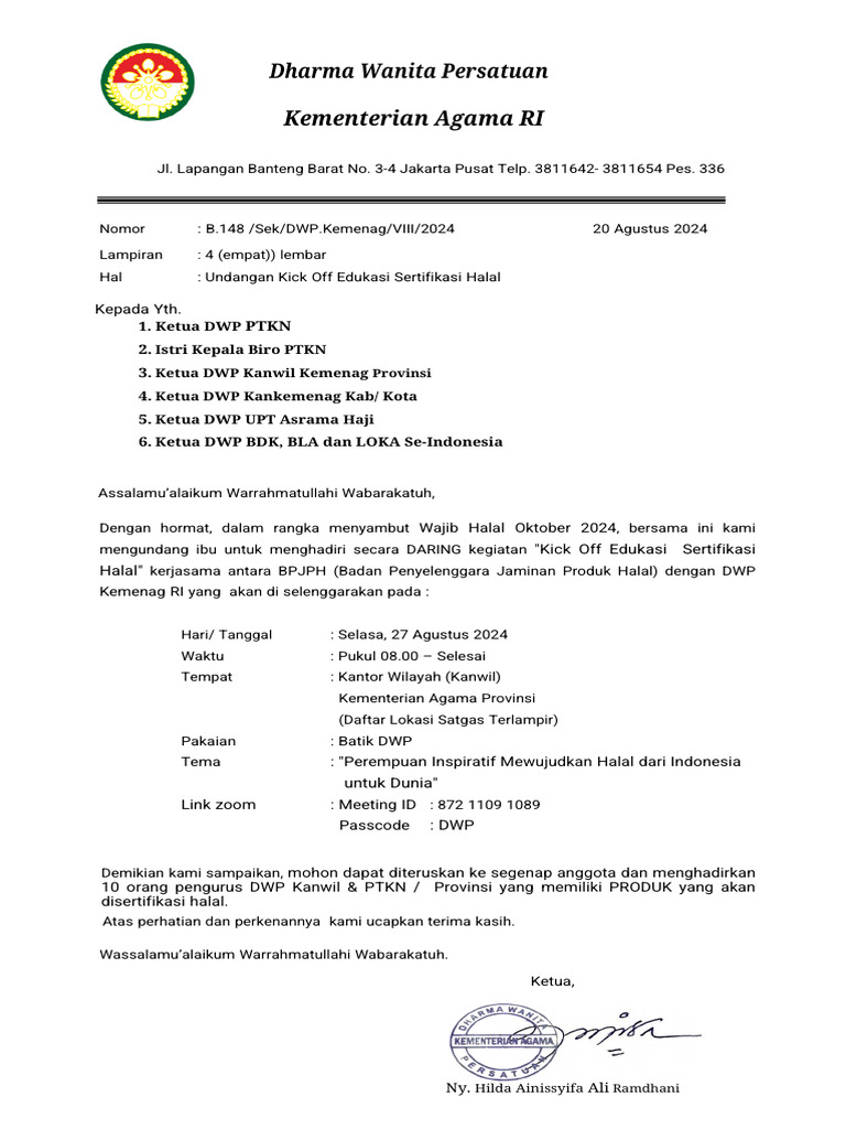 148 - DWP - Se-Indonesia - Sertifikasi Halal - BPJPH-5 | PDF