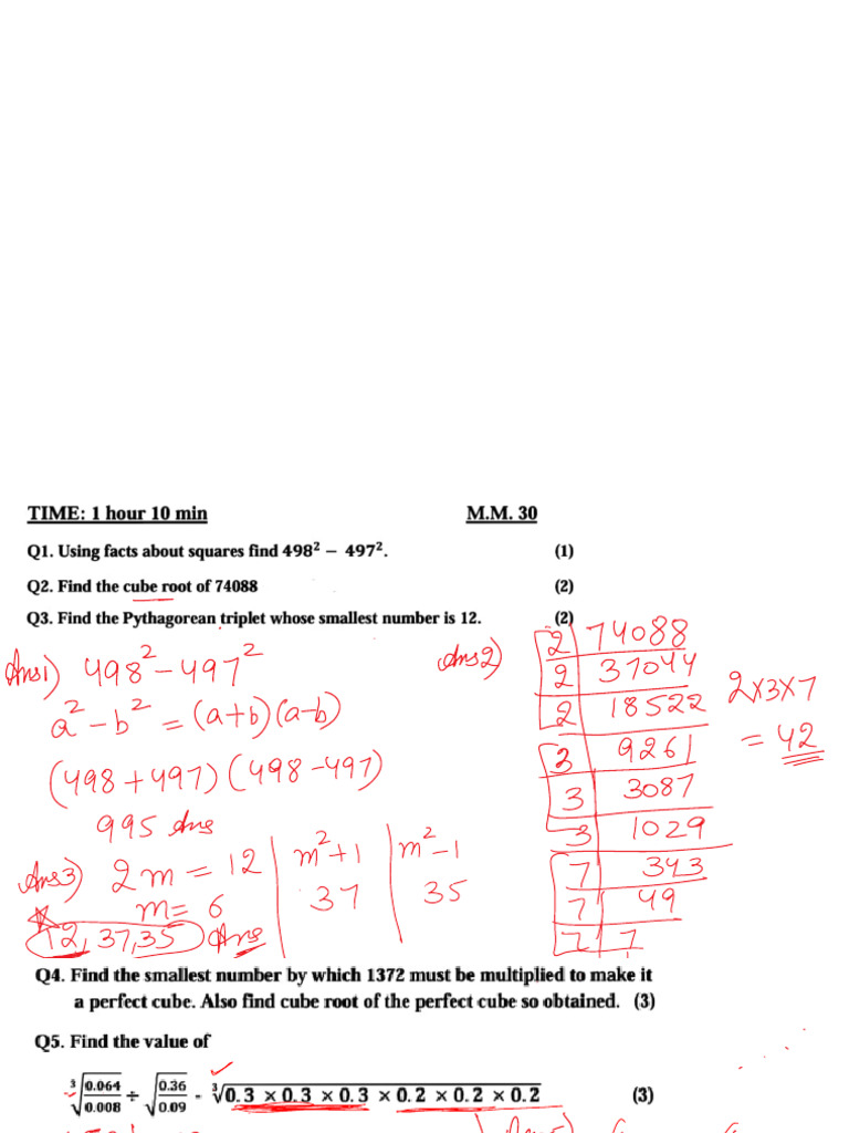 Class 8 TH Answer Key Revision Sheet | PDF