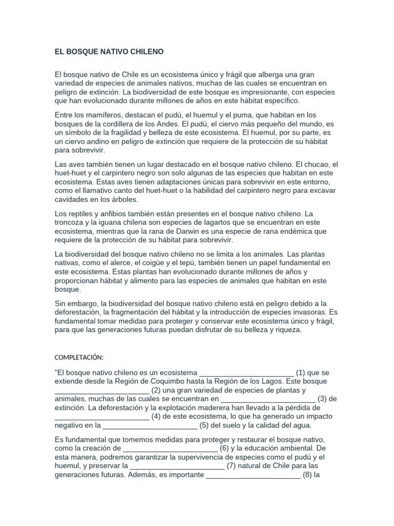 EL BOSQUE NATIVO CHILENO | PDF