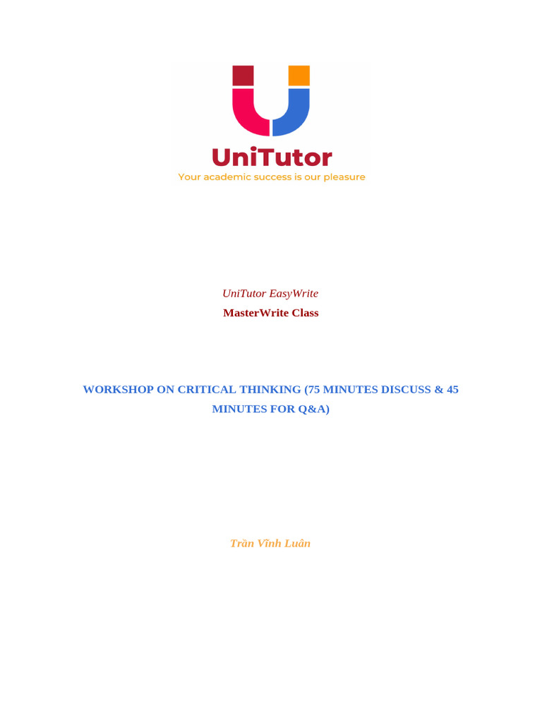 How To Write An Essay Unitutor | PDF