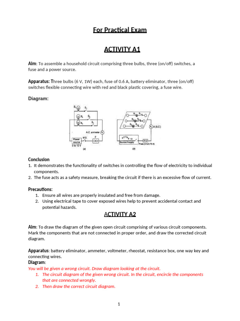 Electrical Circuit Assembly and Analysis | PDF | Switch | Fuse (Electrical)