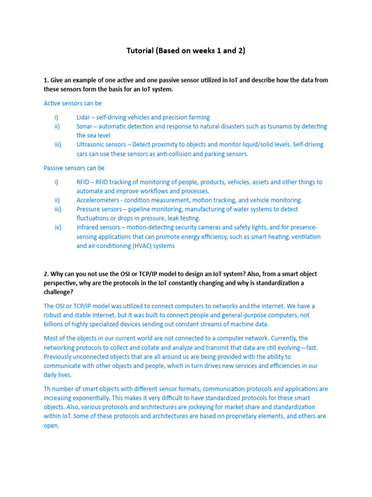 Tutorial - Weeks 1 and 2-answers | PDF