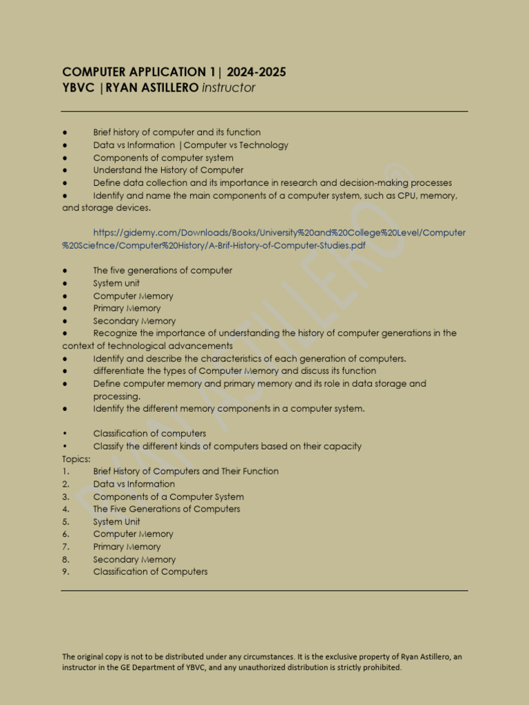 Computer1 Handout For Review | PDF