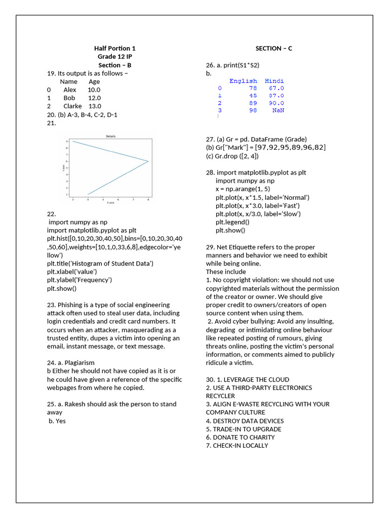 First half portion Answers | PDF