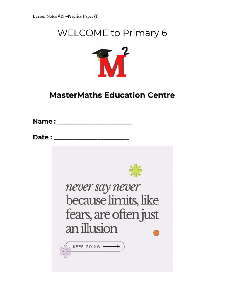 Notes #19 (P6) Practice Paper (I) | PDF | Area | Cupcake