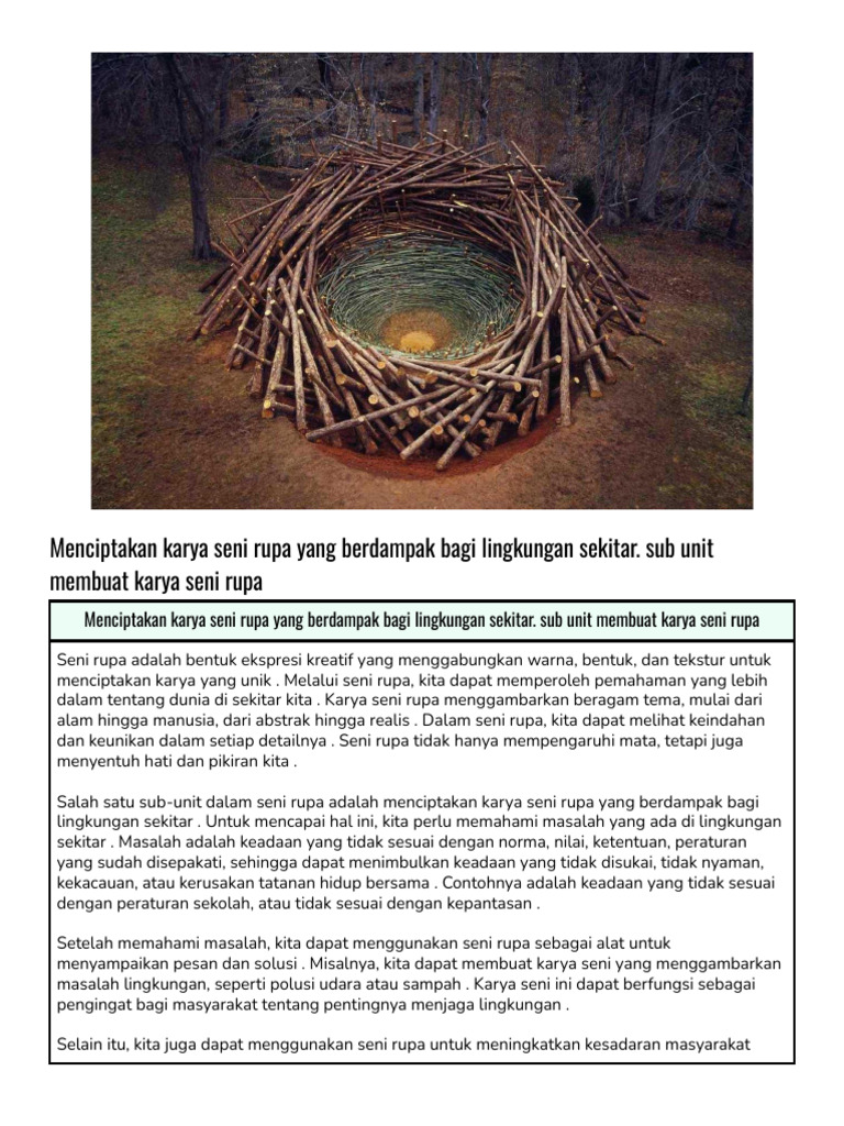 Menciptakan Karya Seni Rupa Yang Berdampak Bagi Lingkungan Sekitar. Sub ...