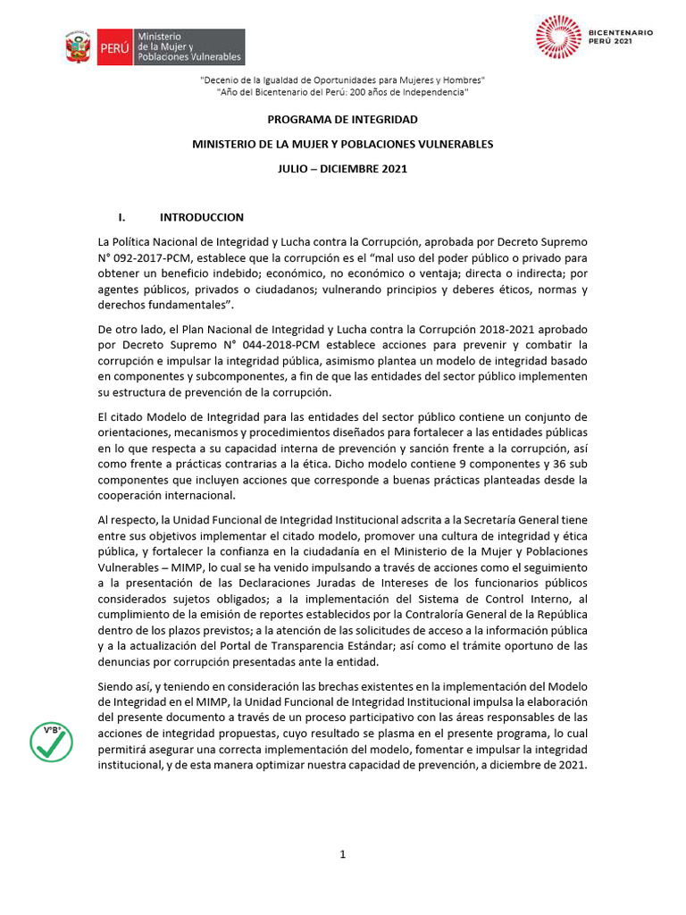 Programa de Integridad 2021 | PDF