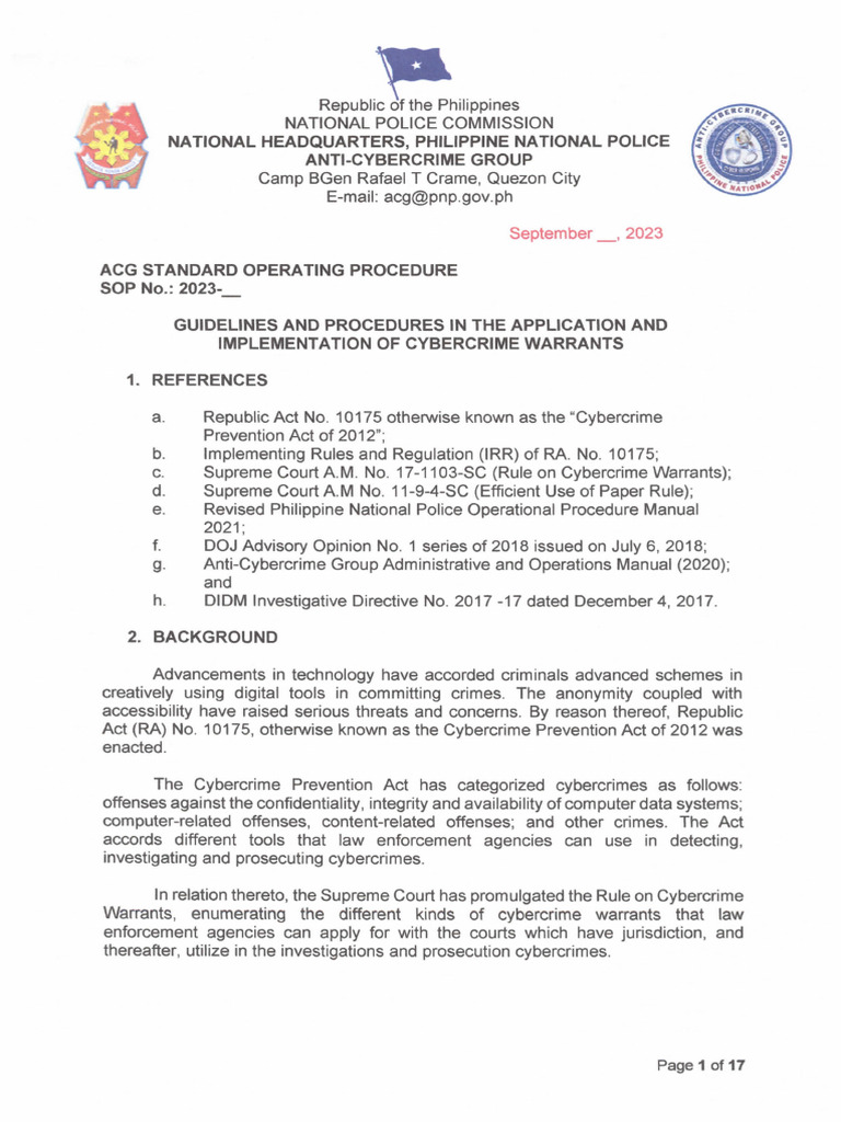 SOP On Cybercrime Warrant | PDF