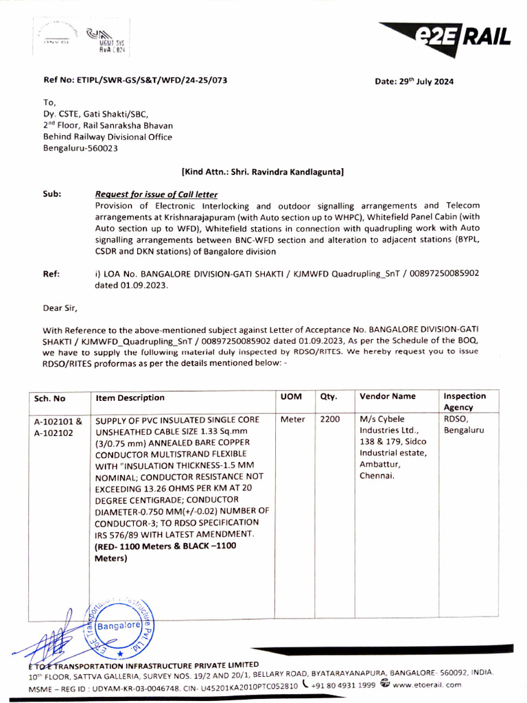 073 - Request For Issue of Call Letter | PDF