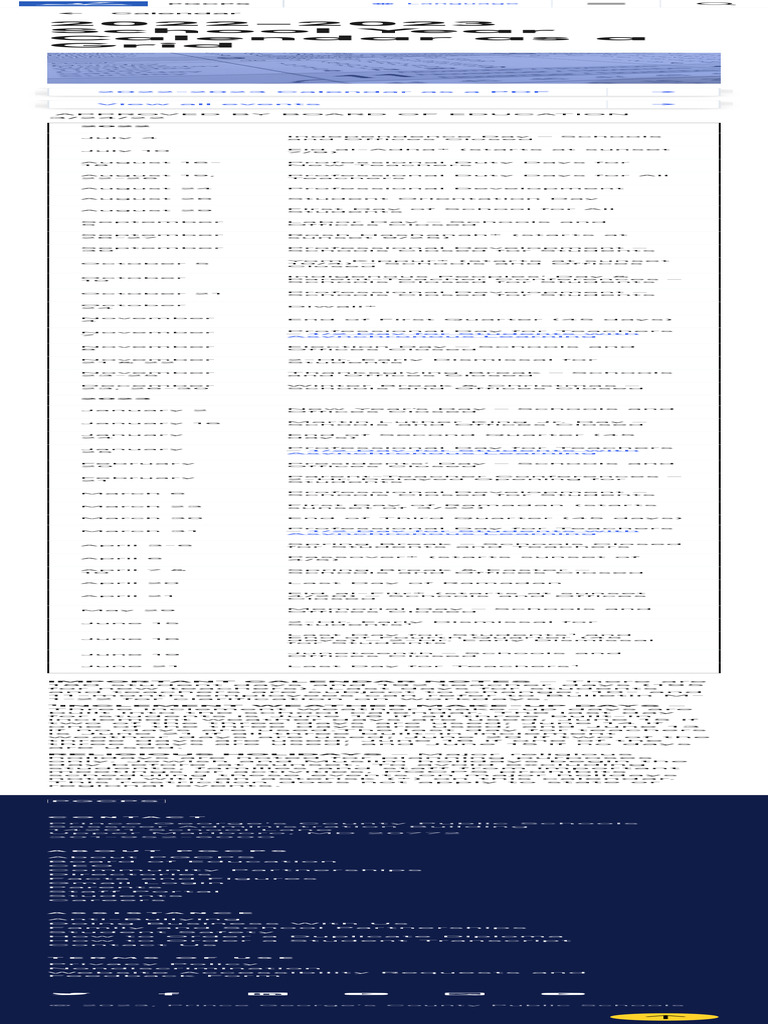 2022-2023 School Year Calendar As A Grid | PDF