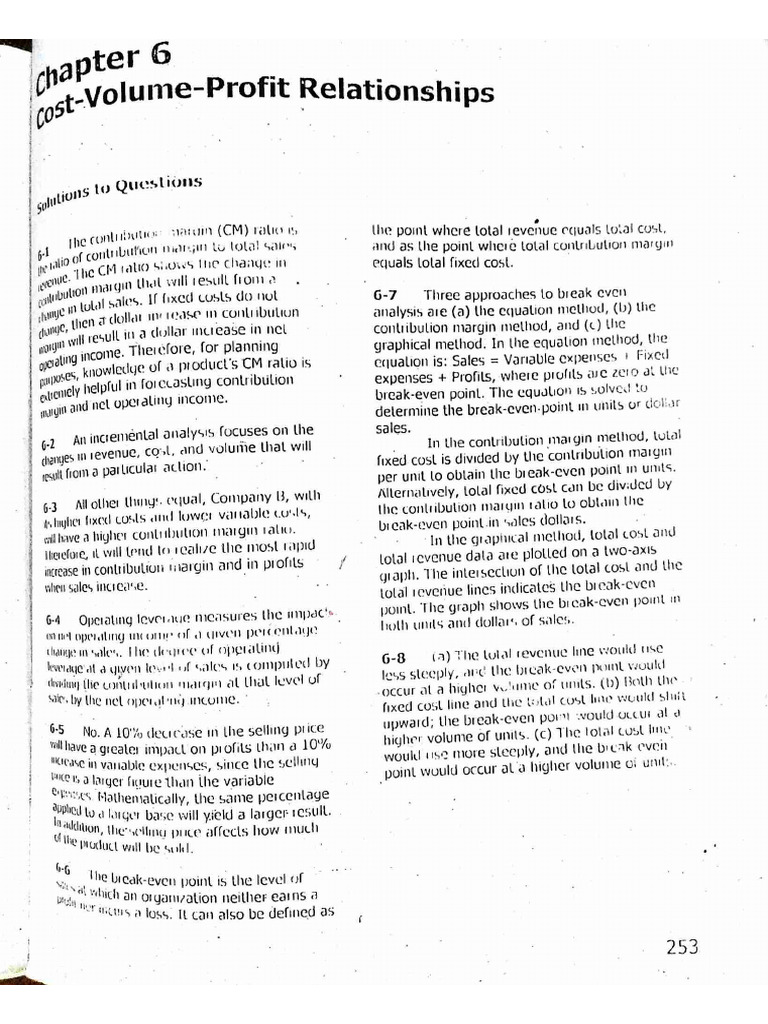 Chap 6 CVP Solutions | PDF