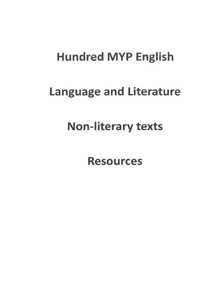 MYP Non-Literary Texts Resources | PDF