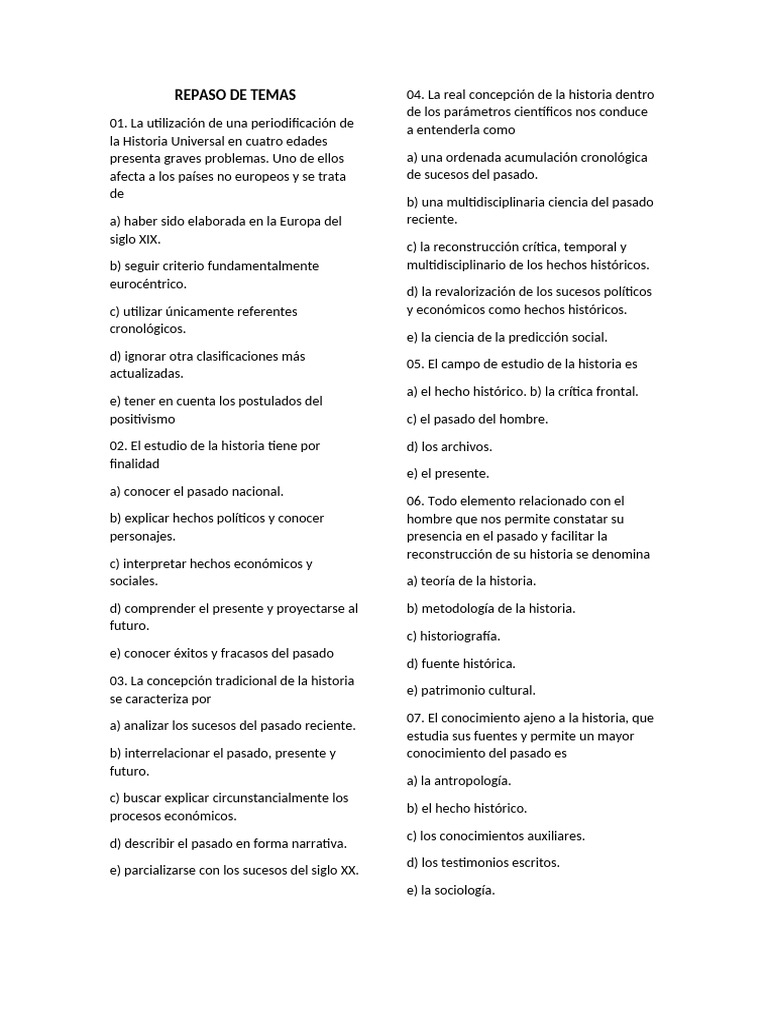 2DO SEC. HISTORIA REPASOS | PDF