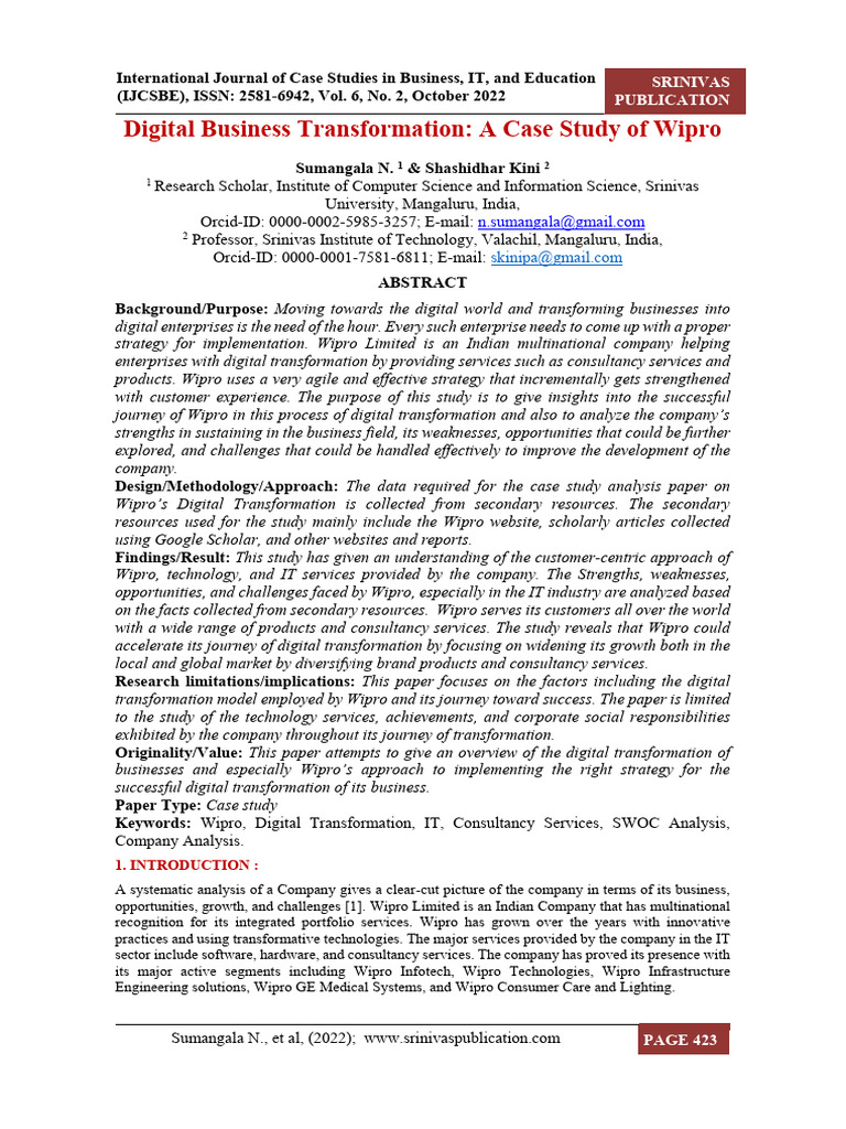 Digital Business Transformation A Case Study of Wi | PDF