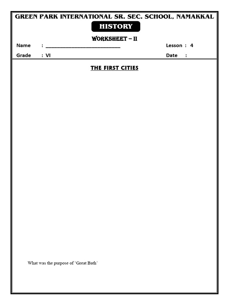 Vi - History (Worksheet - II) | PDF