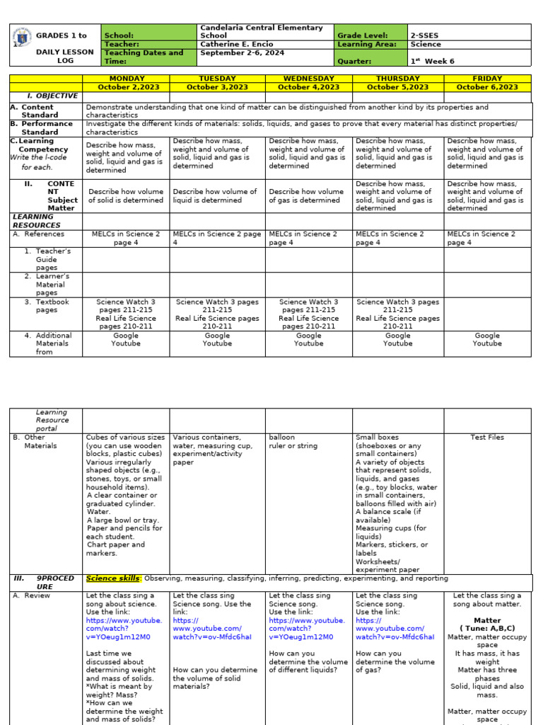 Dll-Science-2 q1 WK 6 | PDF