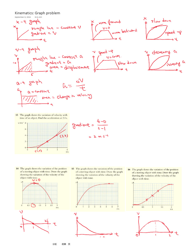 Kinematics: Graph Problem: September 6, 2024 6:21 AM | PDF