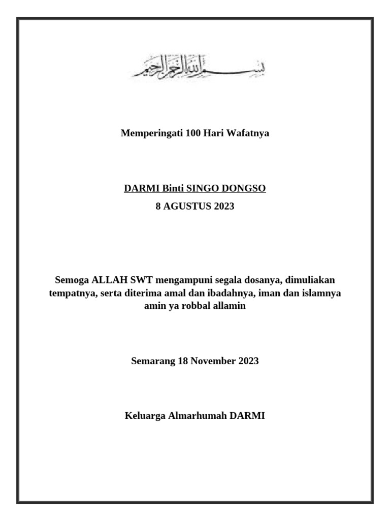 Memperingati 100 Hari Wafatnya | PDF