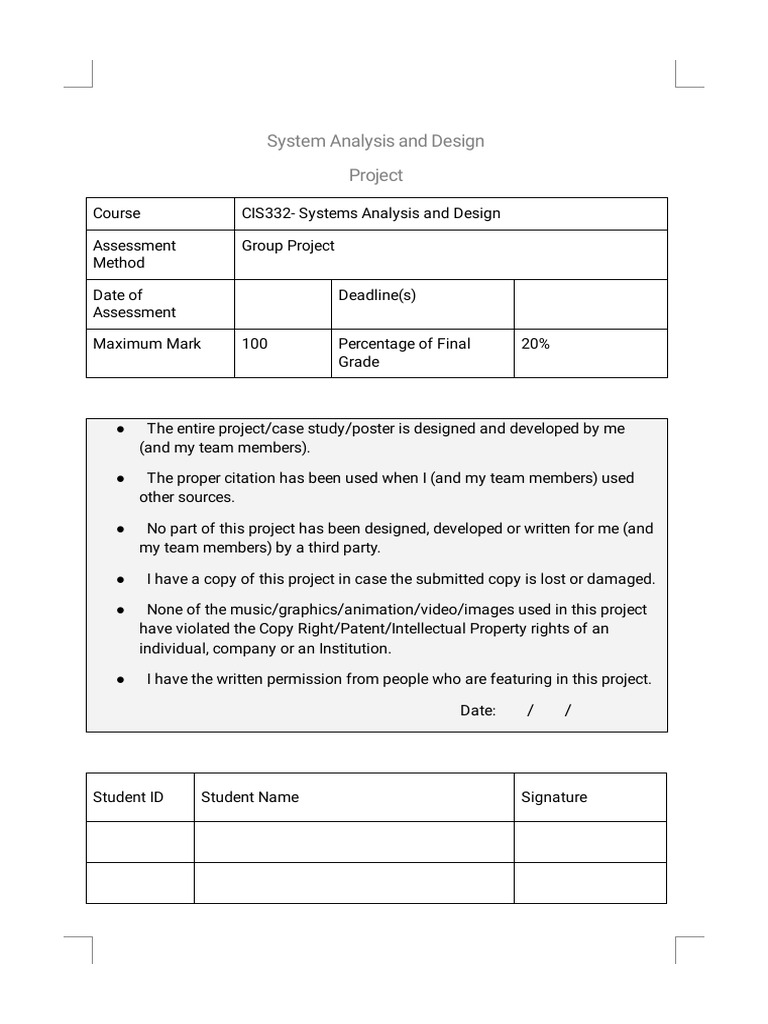 Project Template-Structured Development-Summer 2024 | PDF
