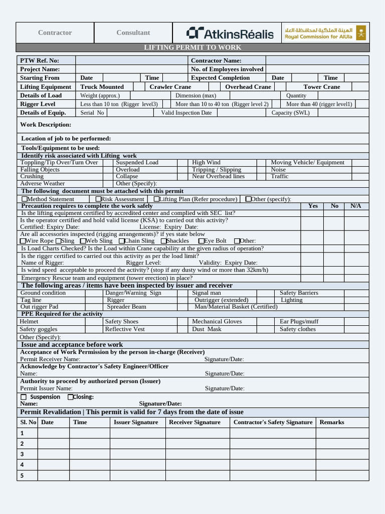Lifting Permit To Work | PDF