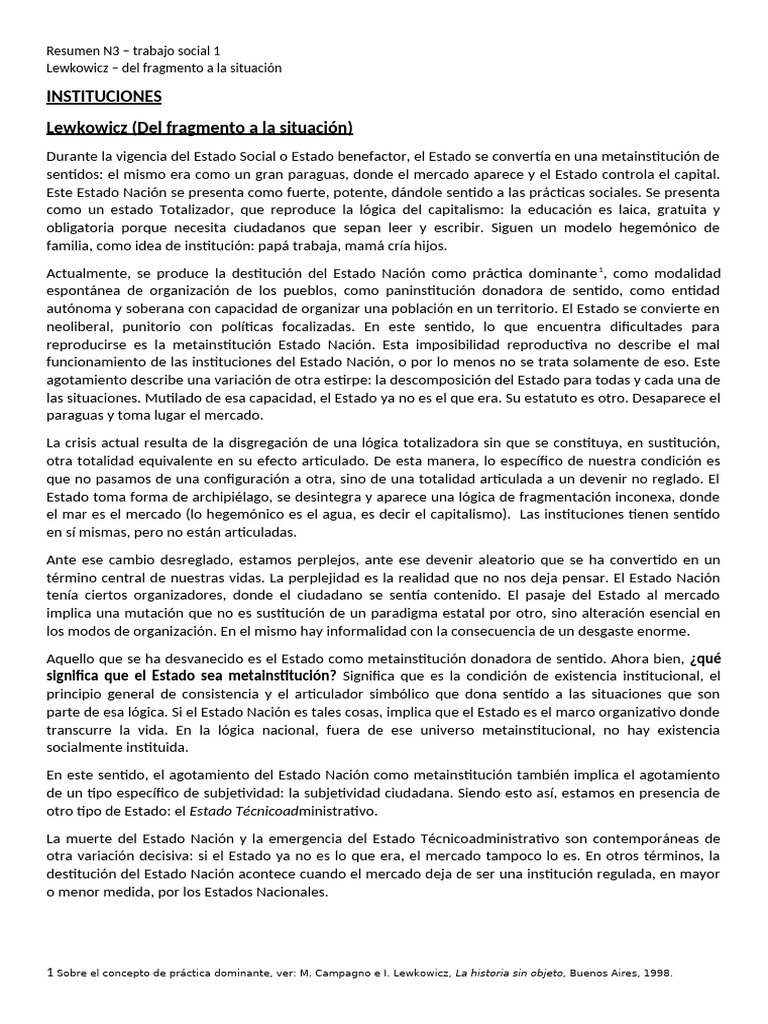 LEWKOWICZ | PDF | Estado (política) | Nación