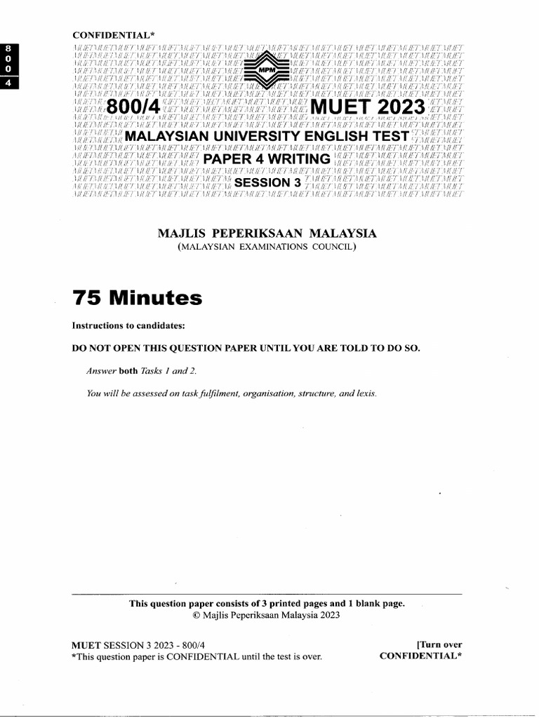 MUET Writing S3 2023 | PDF
