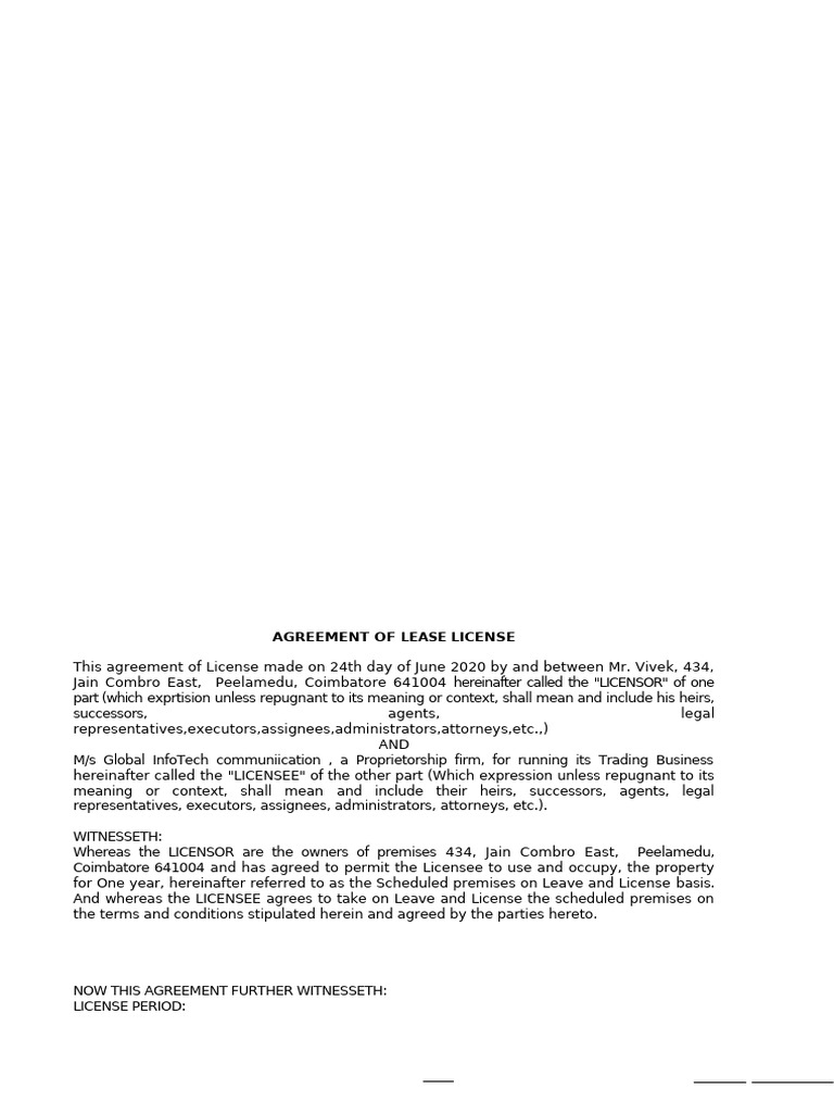 Draft RENTAL AGREEMENT | PDF