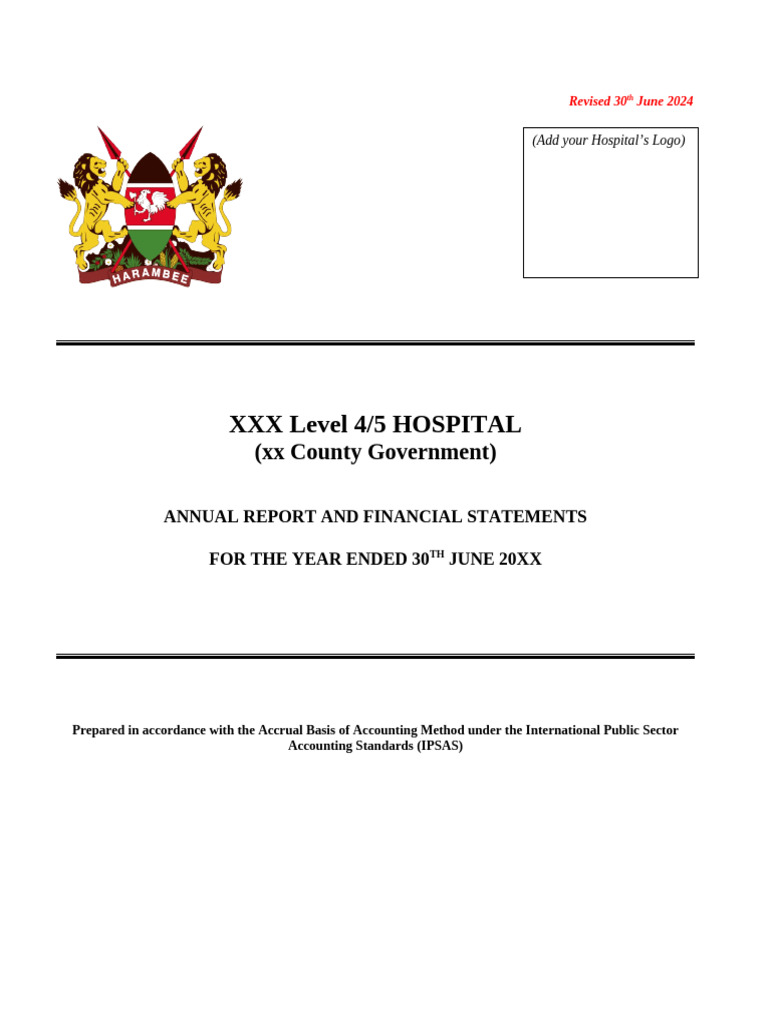Annual Financial Reporting Template For Level 4 and 5 Hospitals FY 2023 ...