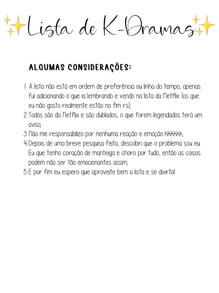 Lista de K-Dramas | PDF