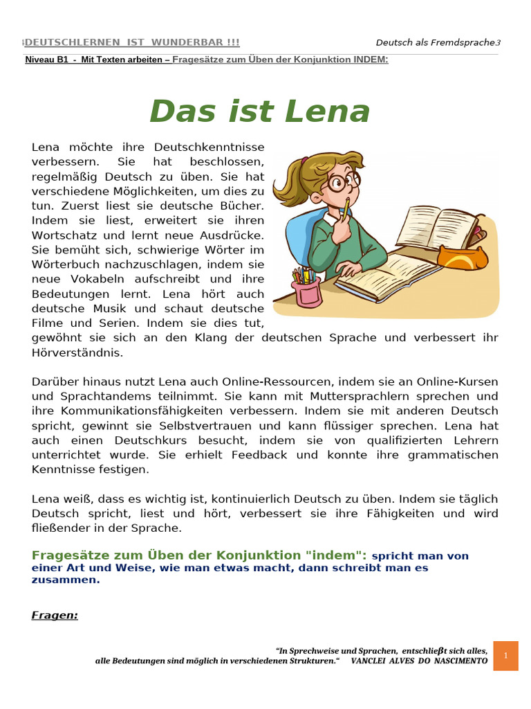 Leseverstehen: Das ist Lena | PDF