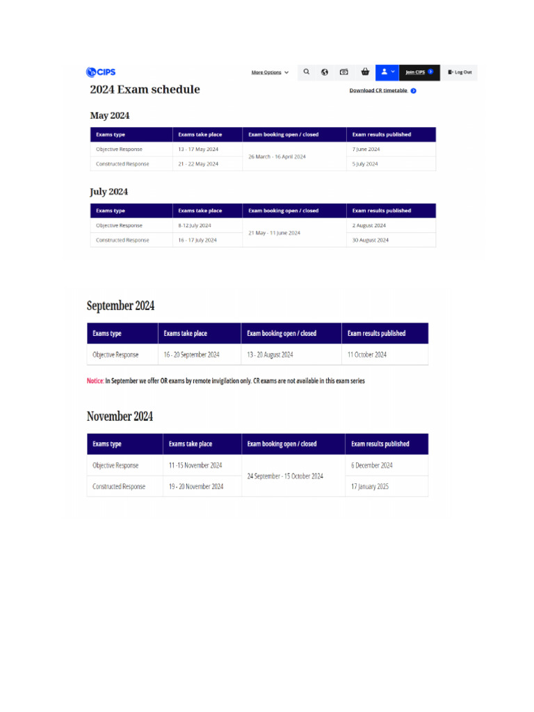CIPS Exam Schedule 24-25 | PDF