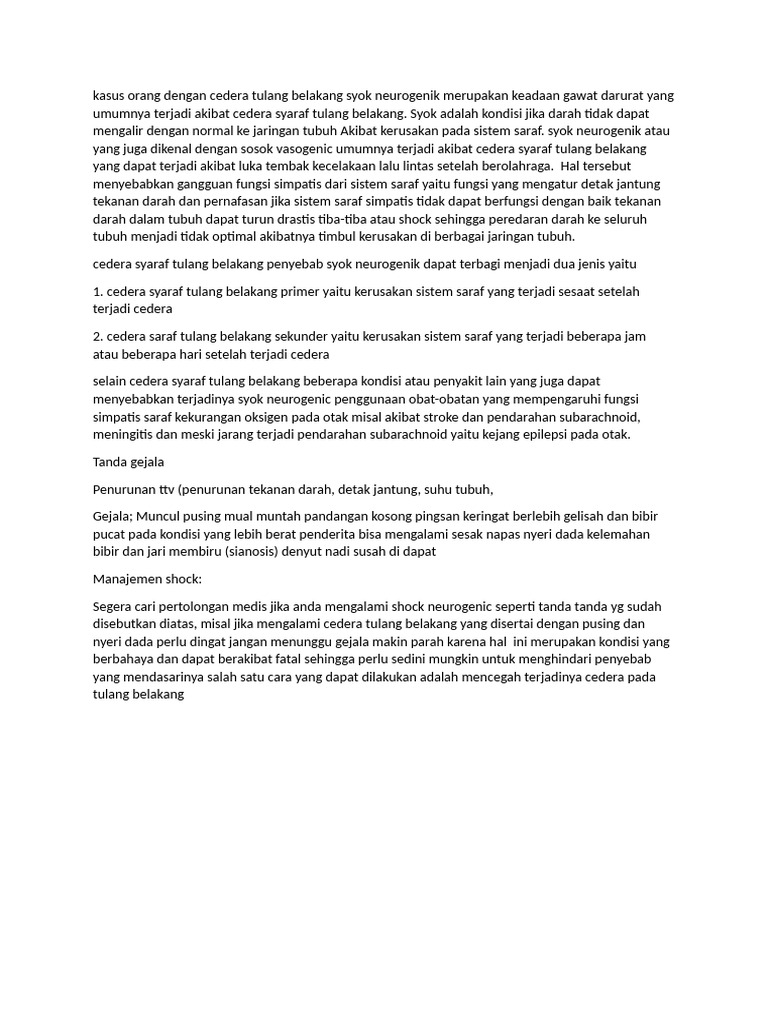 Syok Neurogenik | PDF