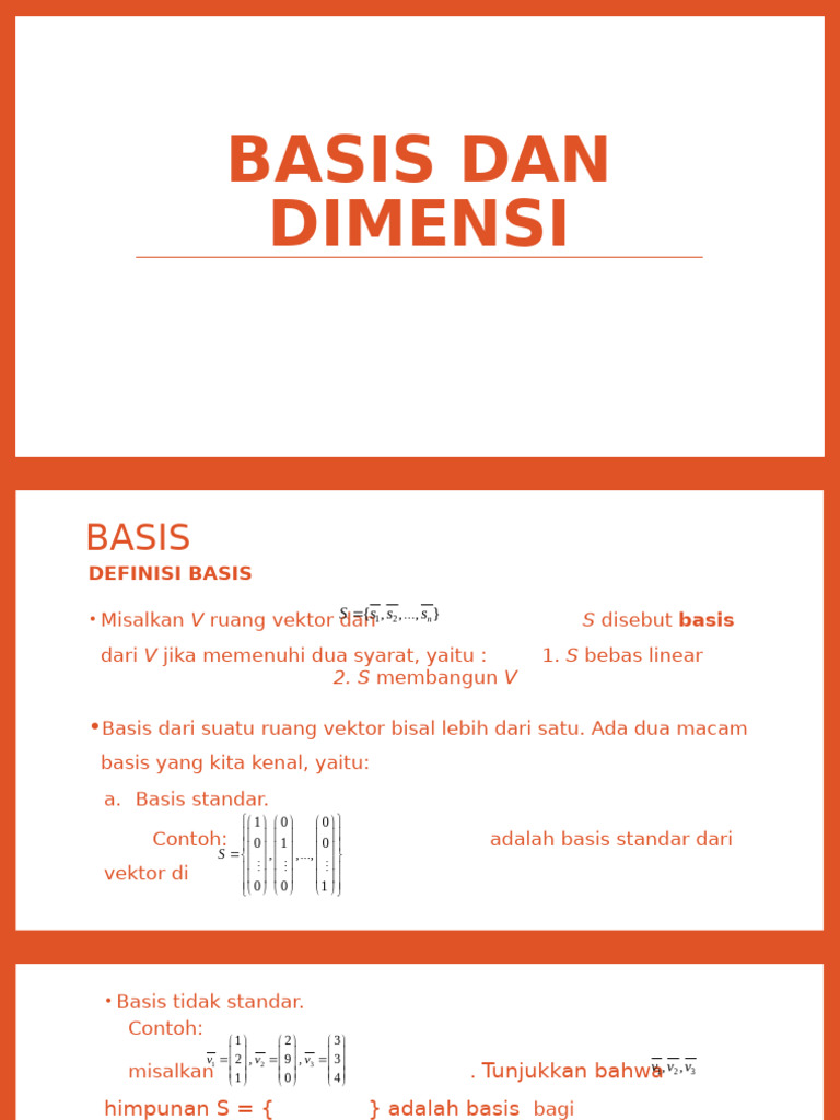 Definisi Basis dan Dimensi Ruang Vektor | PDF | Metode & Bahan Ajar