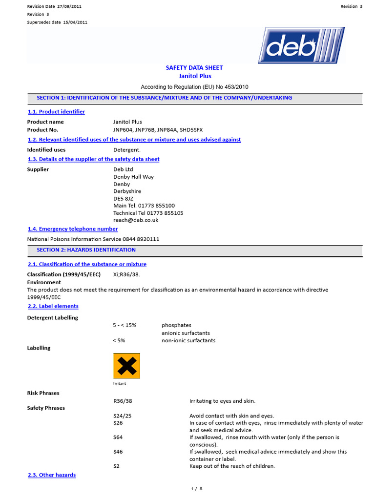 Deb Janitol Plus | PDF