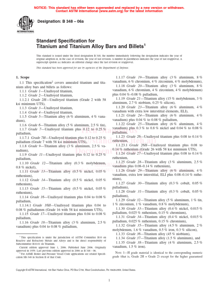 ASTM-B348-06a (1) | PDF