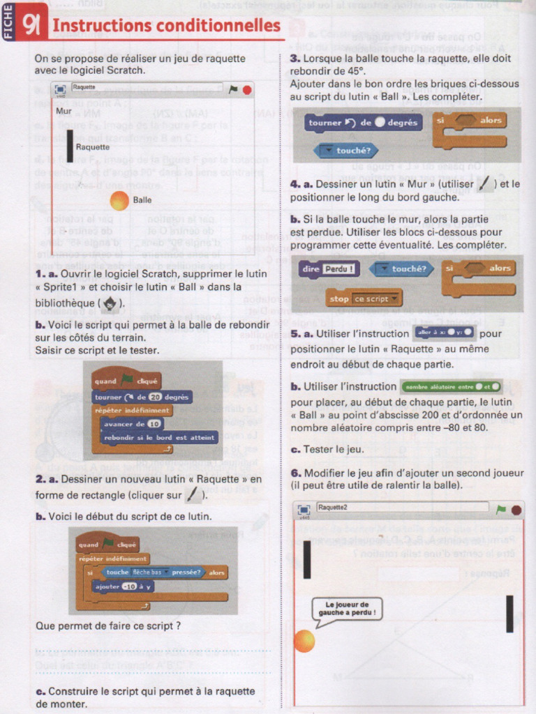 Scratch2 Jeu de Raquette | PDF
