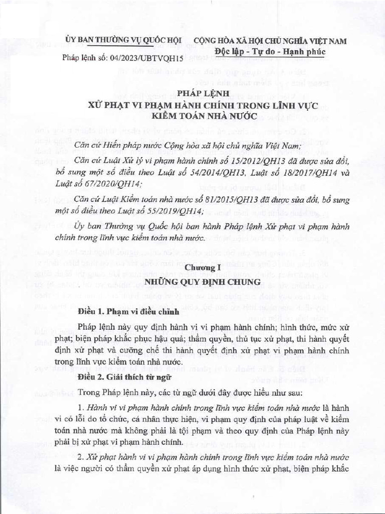 Phap Lenh XLVP Hanh Chinh Trong Linh Vuc KTNN | PDF