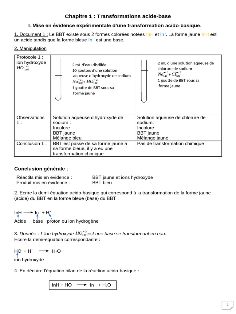 Chap.1 Acide-Base | PDF