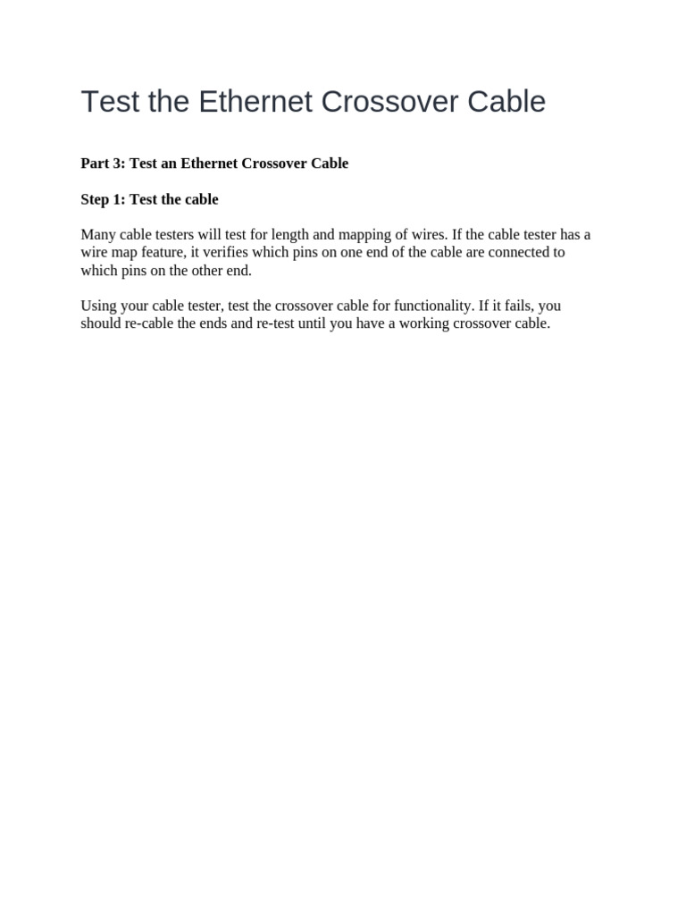Test the Ethernet Crossover Cable | PDF