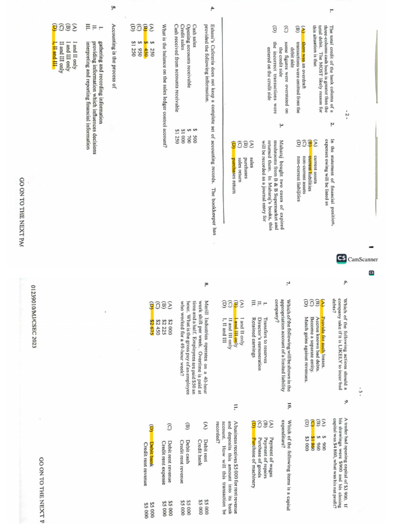 708528638-Csec-Poa-2023-Paper-1 Answer | PDF