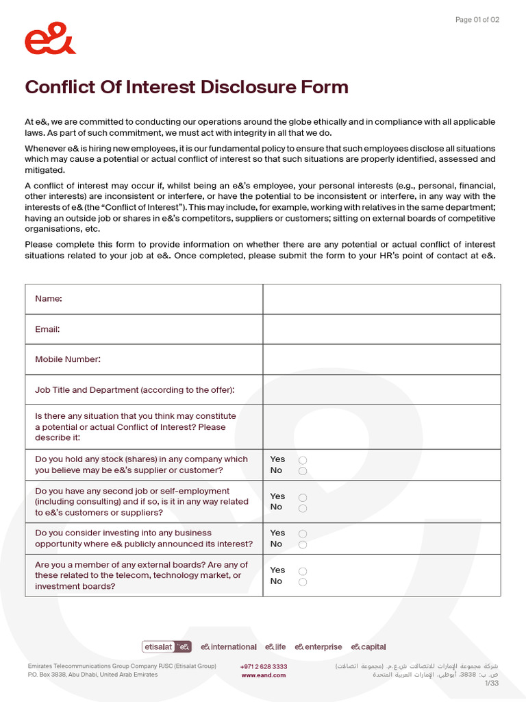 e& COI Form | PDF