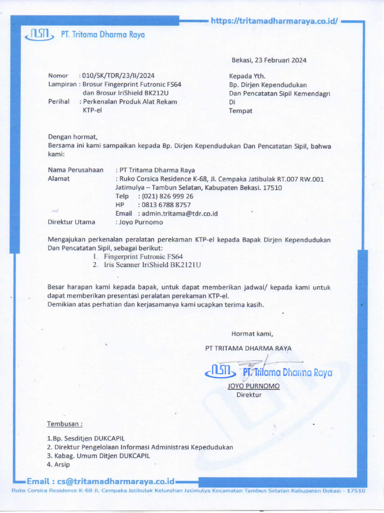 surat perkenalan alat rekam ktp-el | PDF