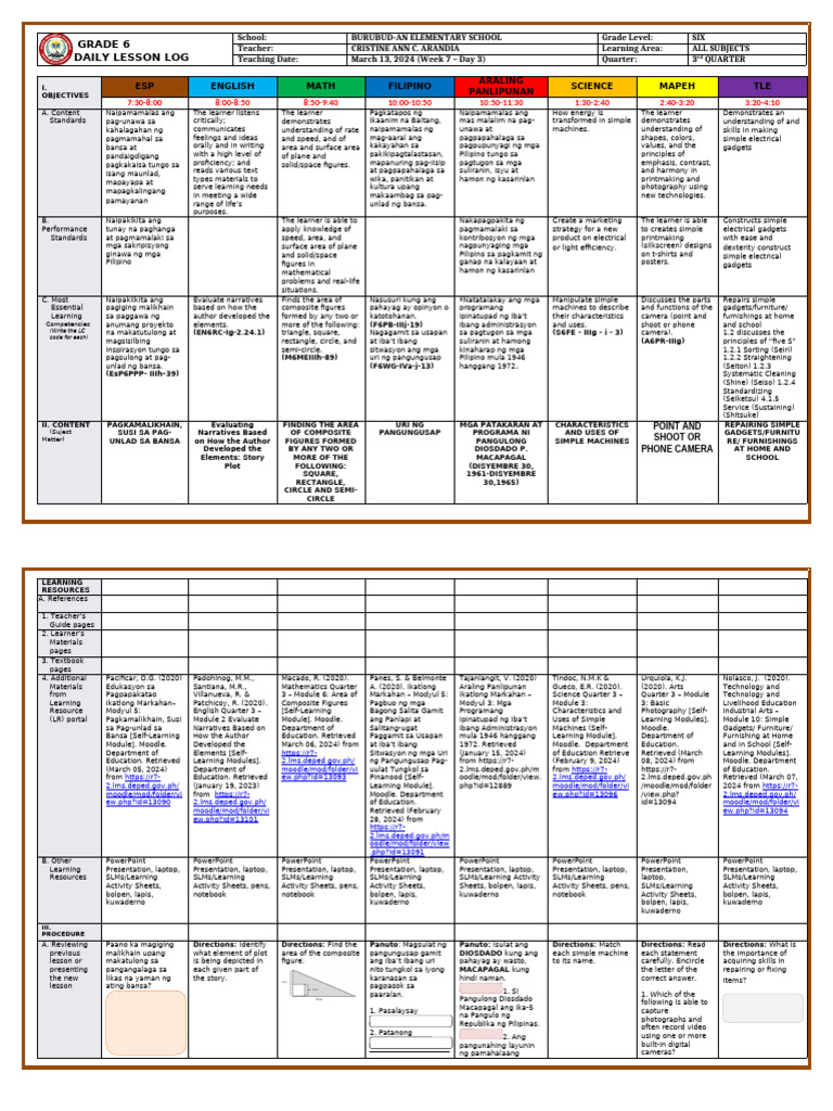 Grade 6 DLP Q3 W7D3 | PDF