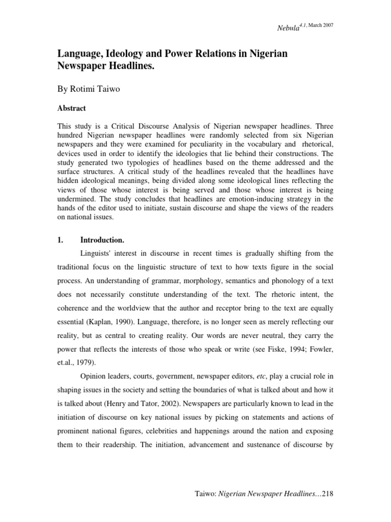 Language Ideology and Power Relations in | PDF