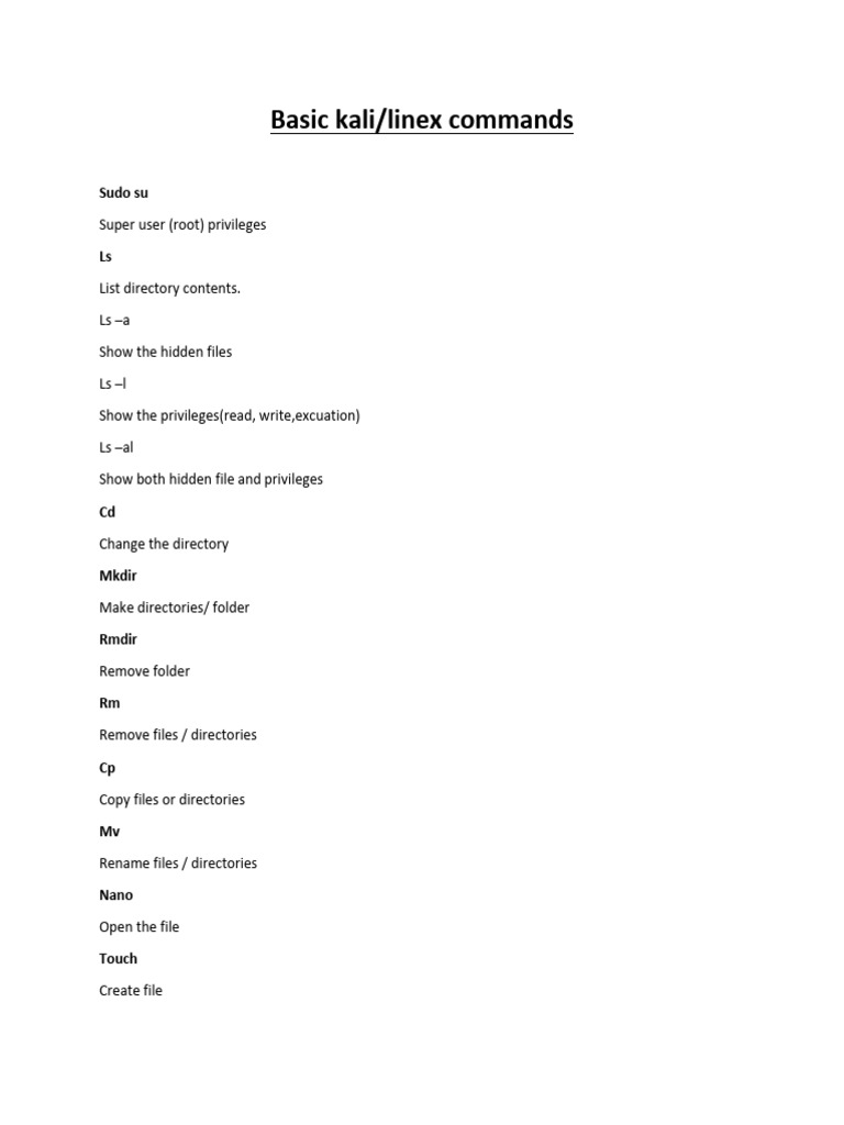 Sarmad Umer Basic Kali Commands | PDF