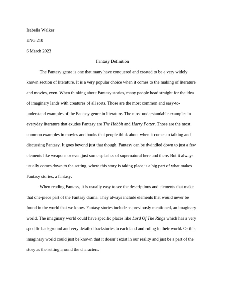 Fantasy Definition | PDF