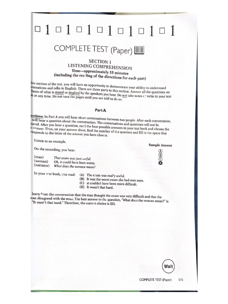 Complete Test (Paper) | PDF