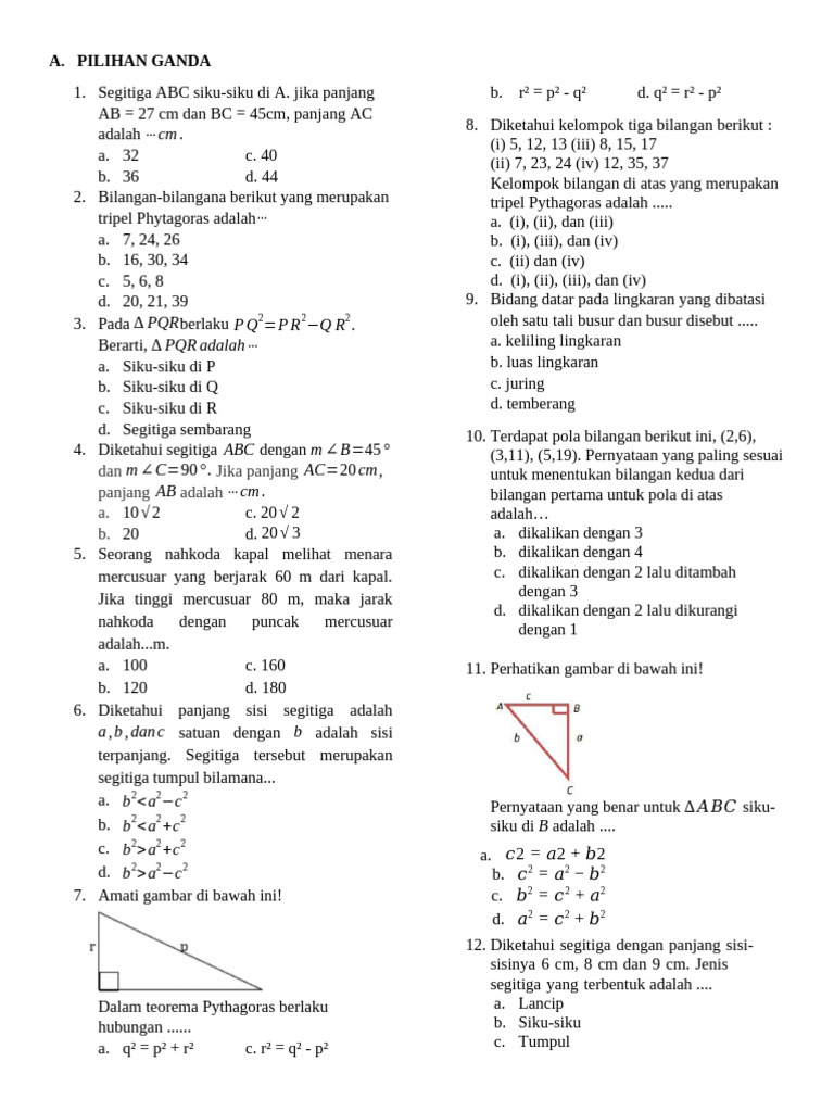 SOAL MTK KLS 8 2024 GENAP N | PDF