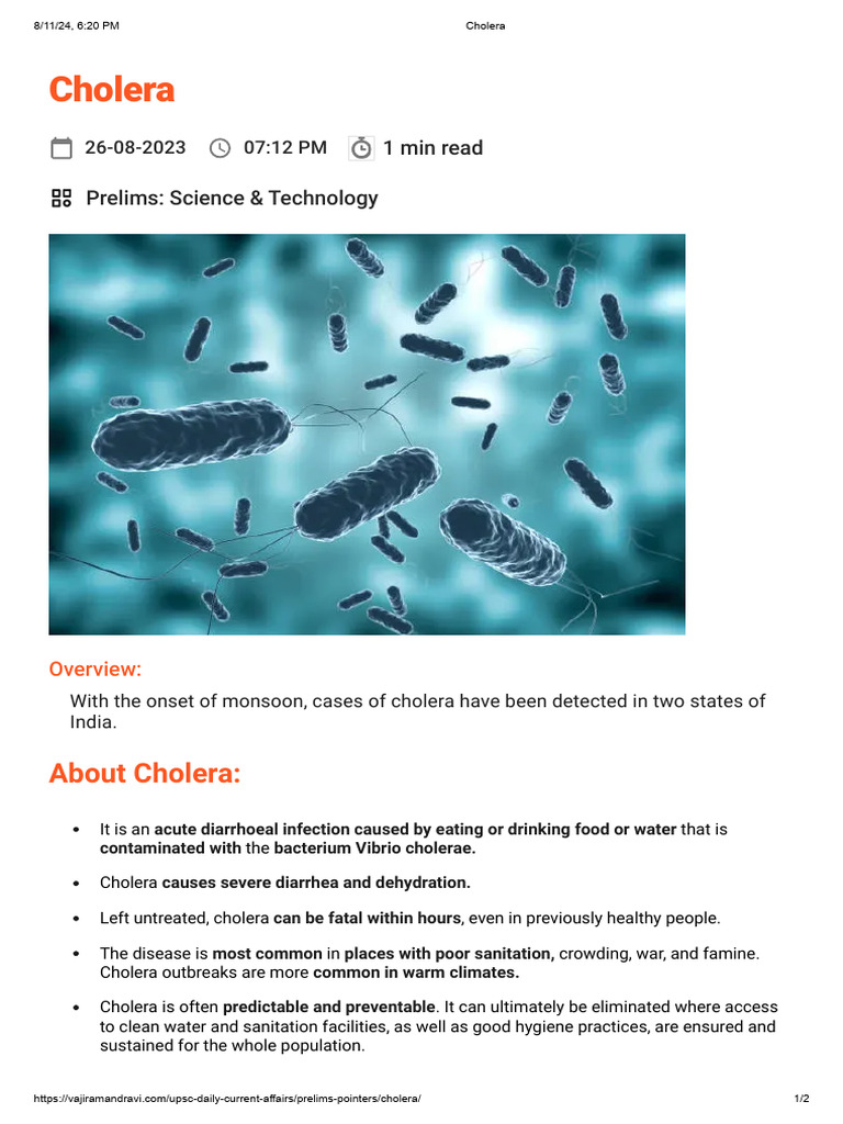 Cholera | PDF