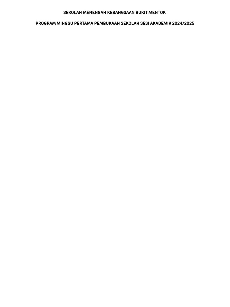 PROGRAM MINGGU PERTAMA PEMBUKAAN SEKOLAH SESI AKADEMIK 2024.docx_20240309_215531_0000 | PDF